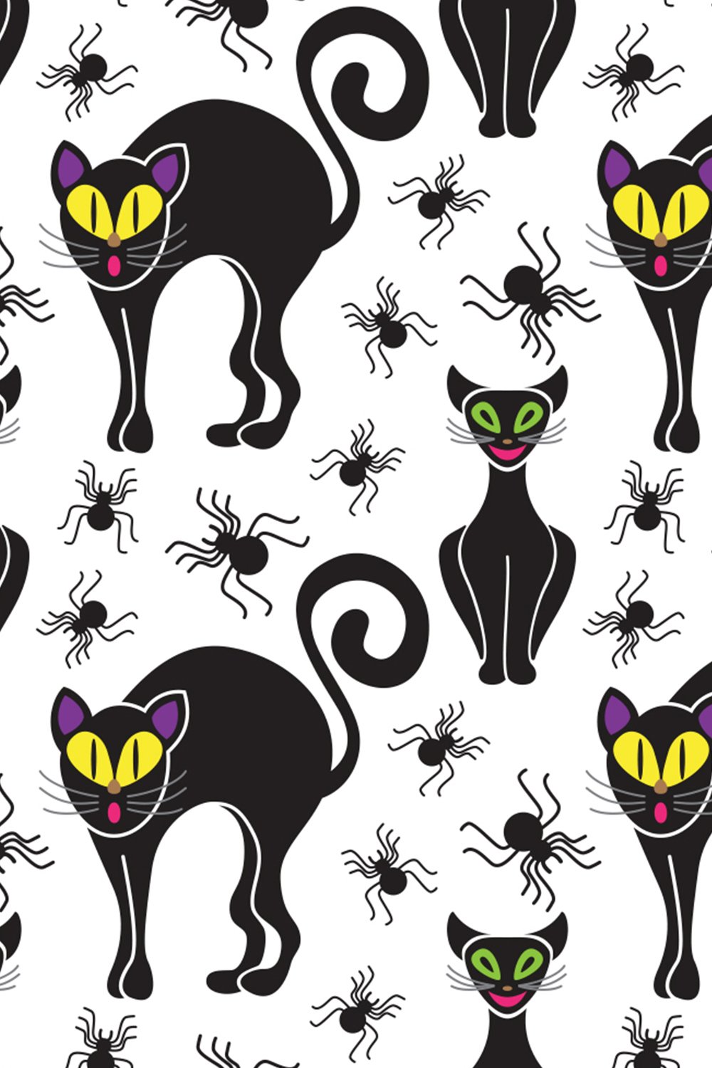 Black cat seamless pattern