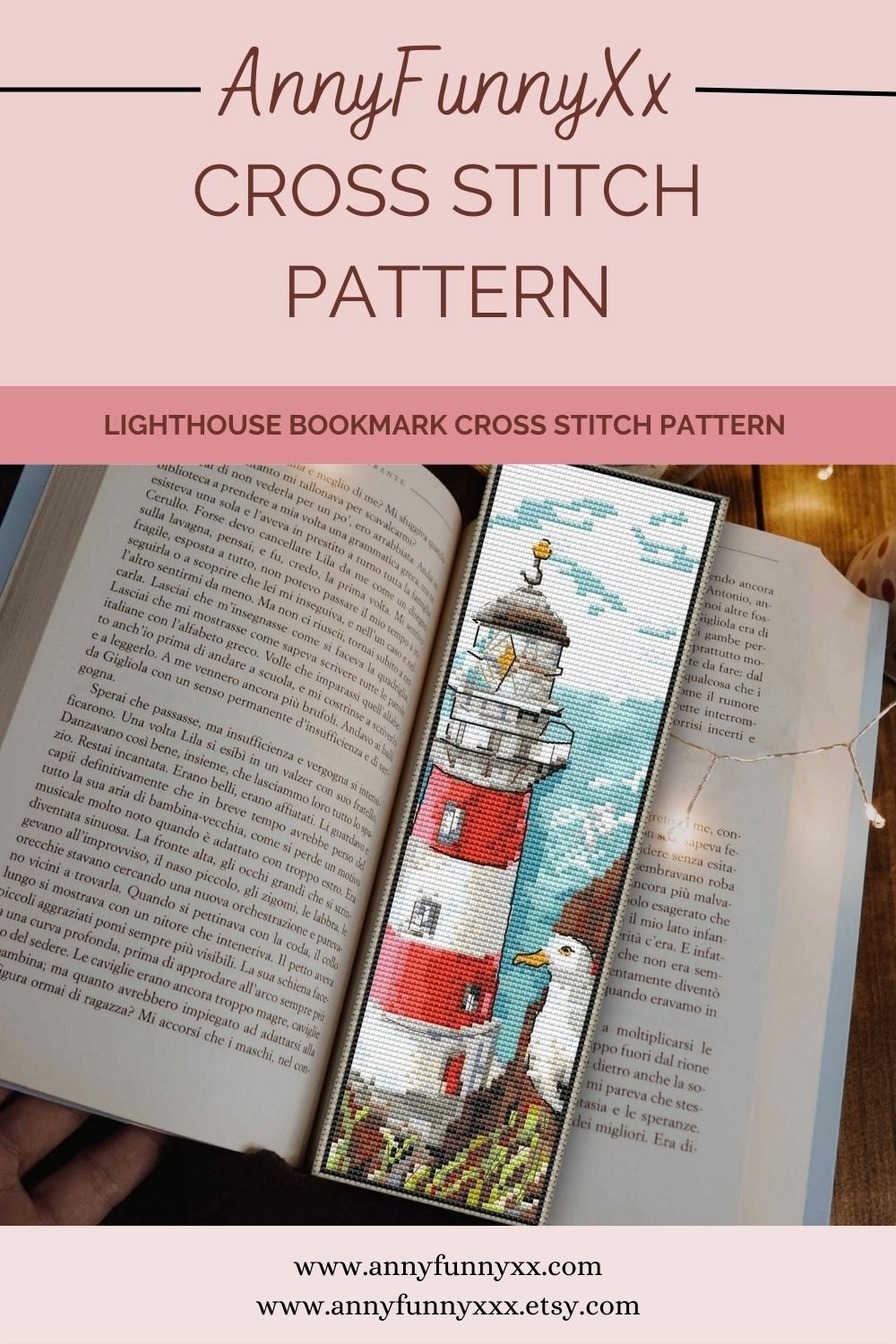 Lighthouse bookmark cross stitch pattern PDF, (2049839)