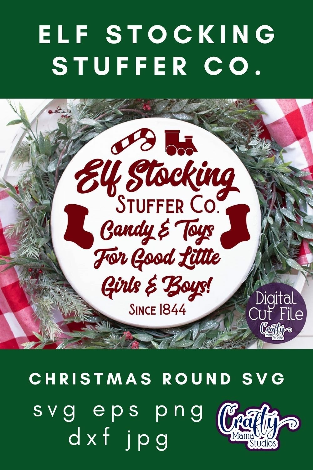 Elf Stocking Stuffers Christmas Round Sign Svg