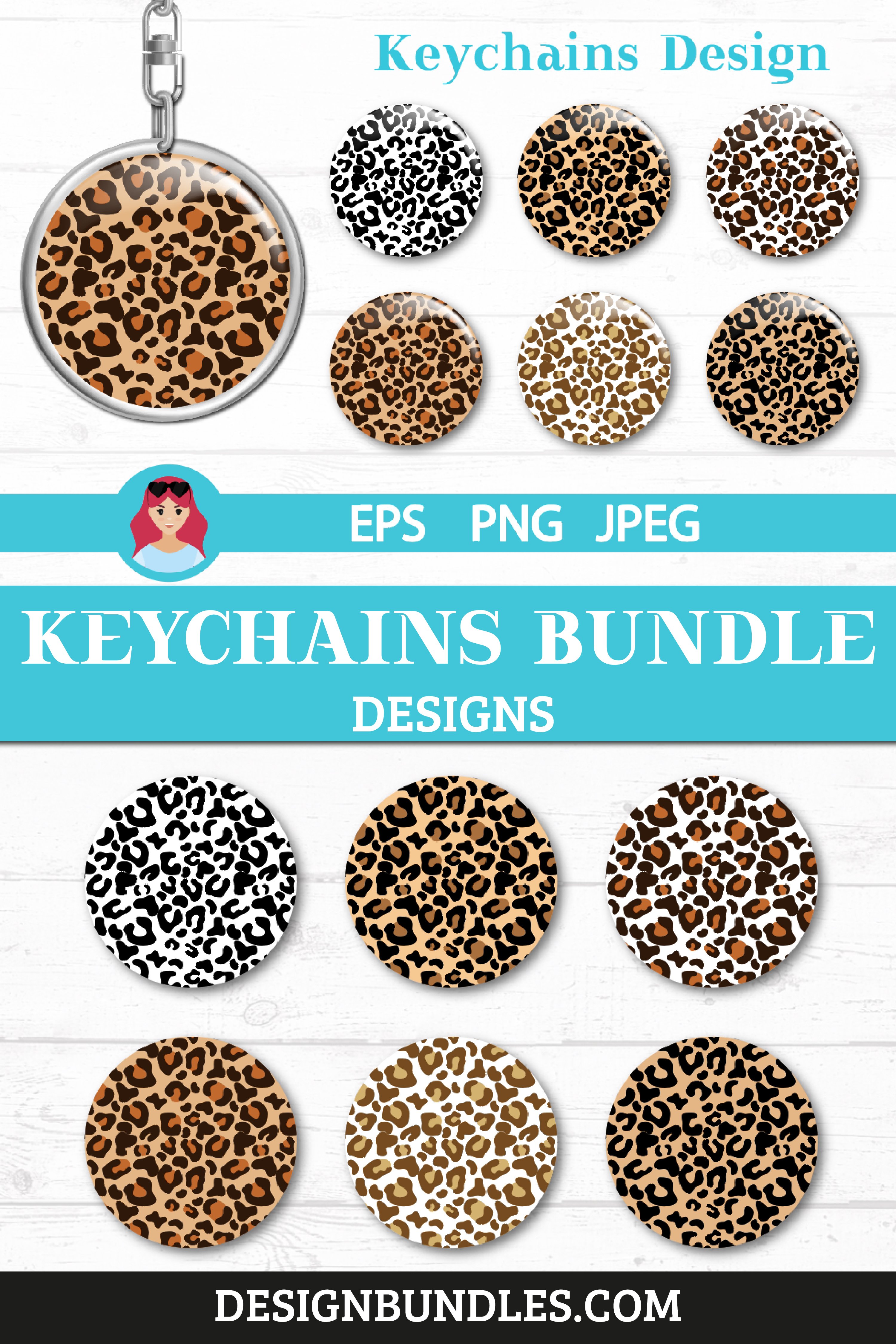 6 Leopard Animal print Keychains designs , leopard (1407325)