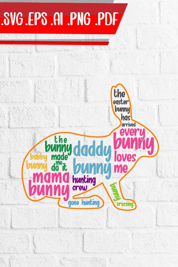 Easter Bunny word art v.3 svg eps png pdf