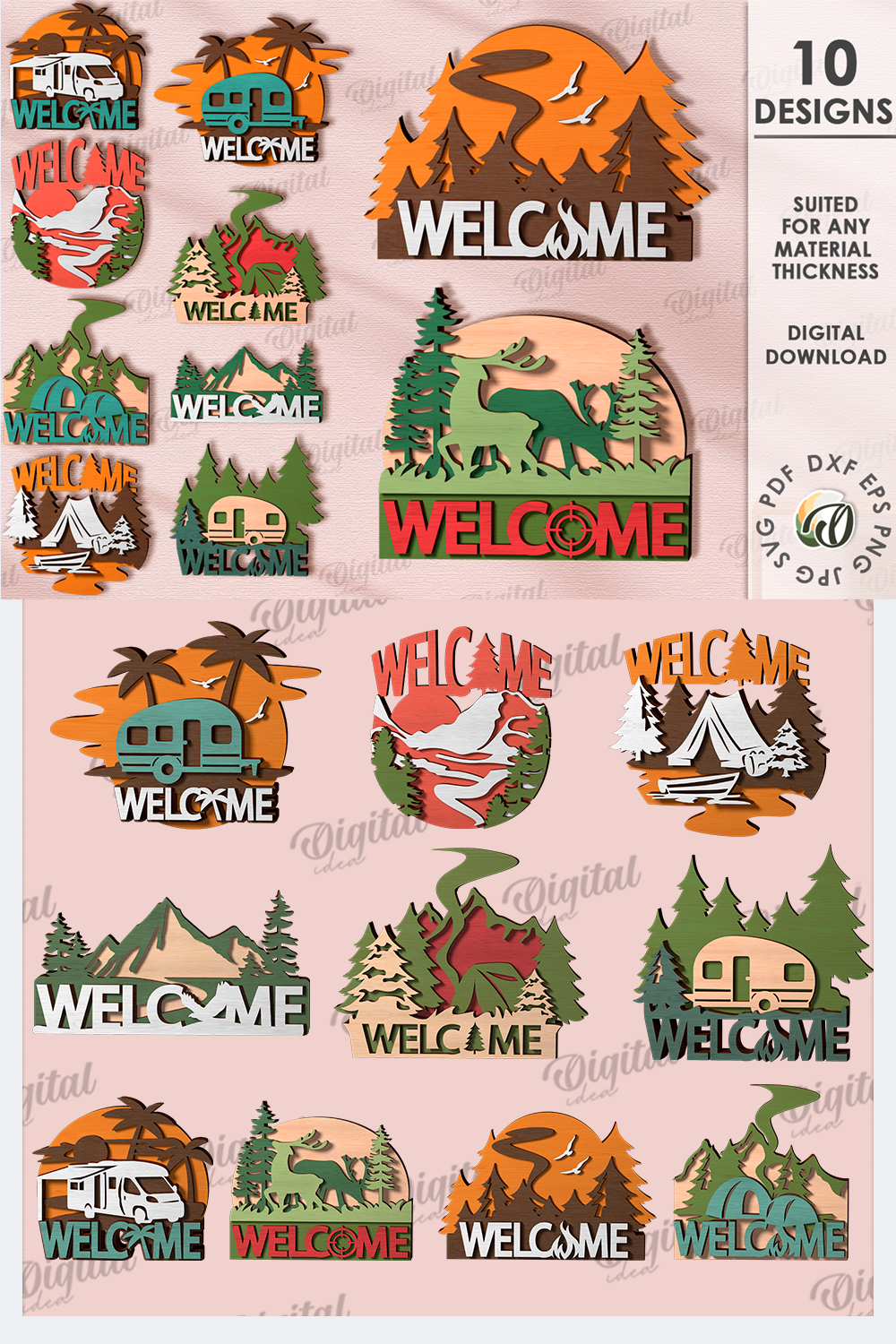 Travel Wall Decor Bundle Laser Cut. Travel Welcome Sign SVG