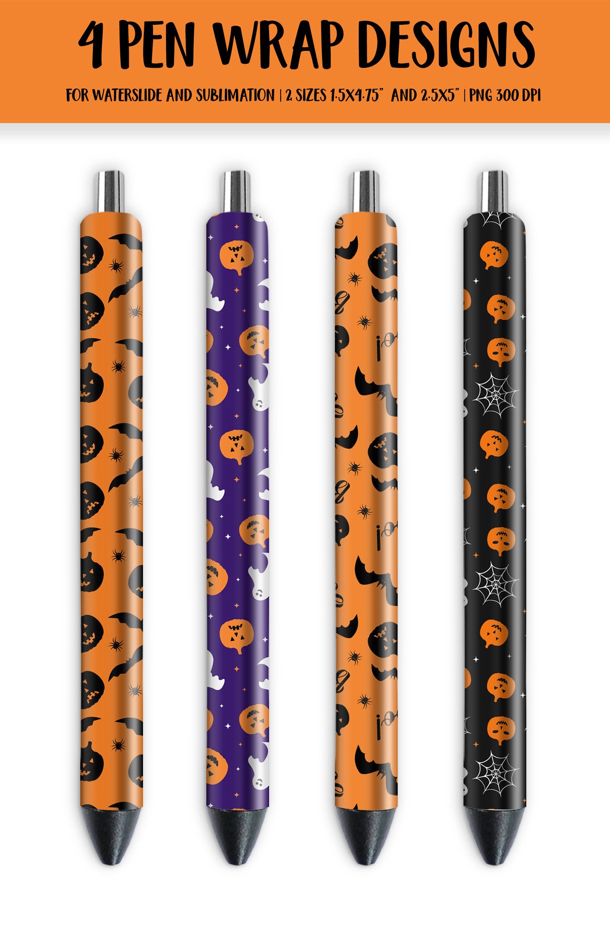 Halloween Pen Wrap Designs Bundle. Spooky Pen Wraps