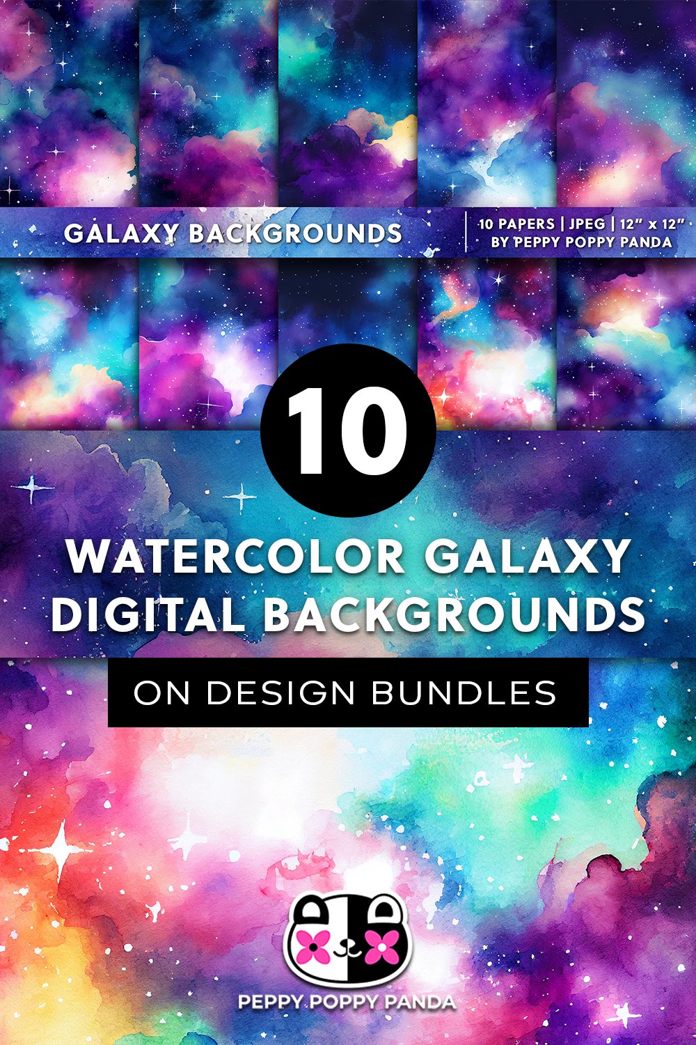 Watercolour Galaxy Background Textures - 10 Digital Papers