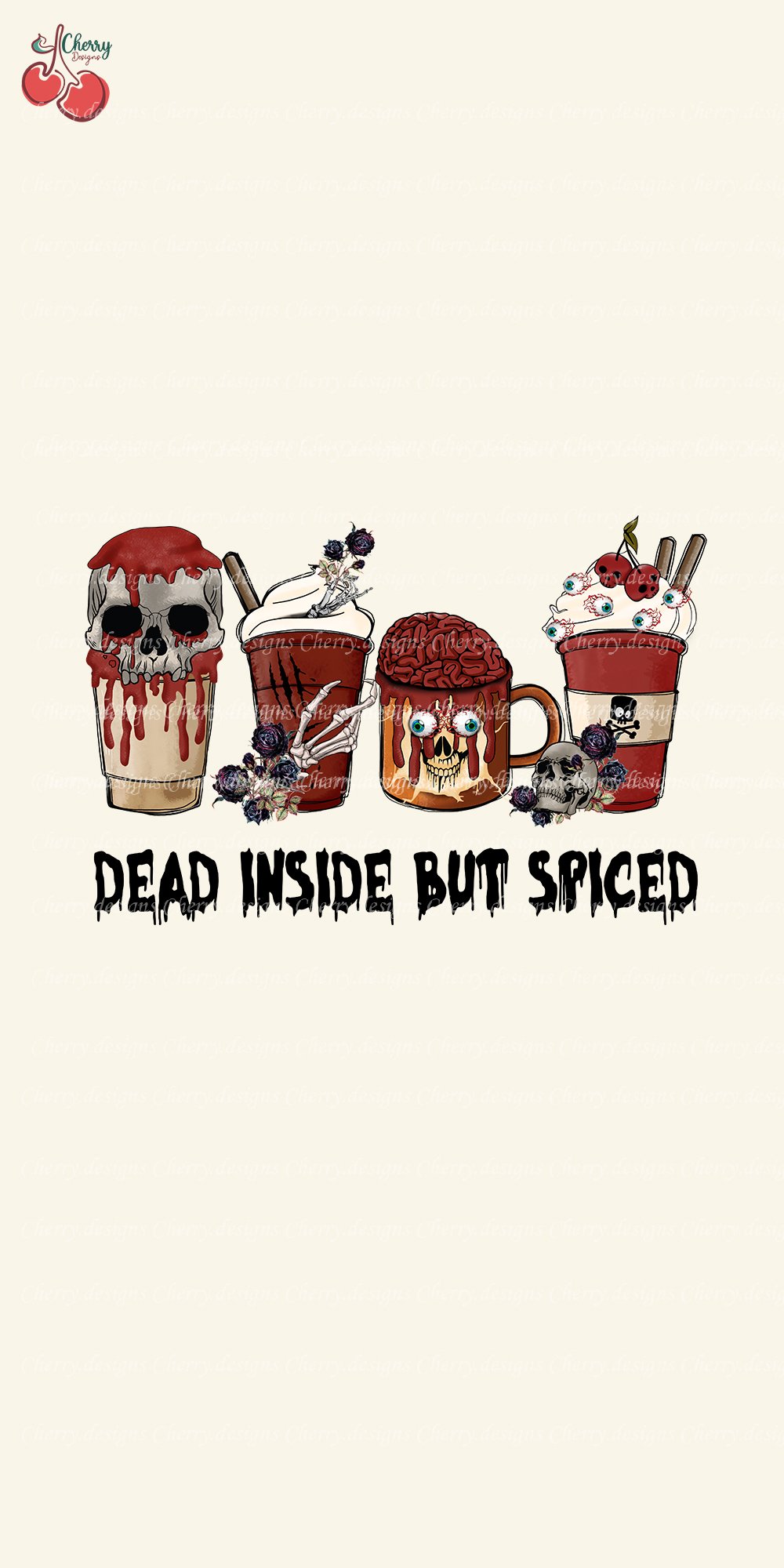 Dead Inside But Spiced PNG, Halloween Coffee PNG, Bloody PNG