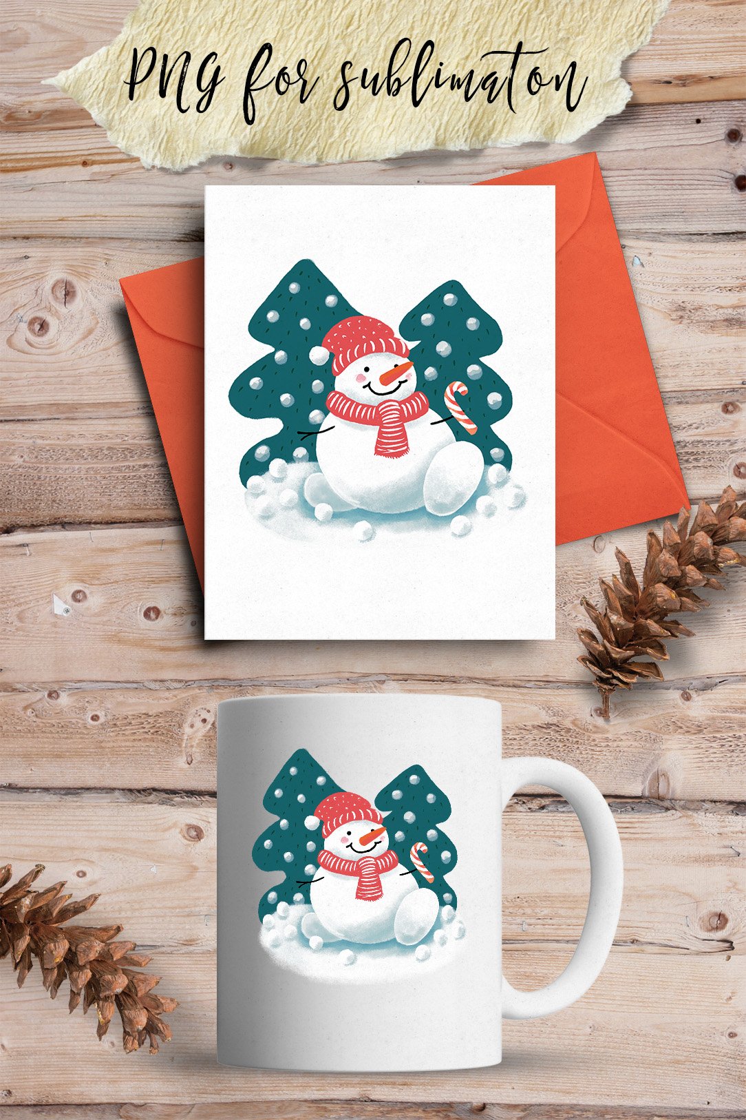 Cute Snowman sublimation. Christmas Design for printing.