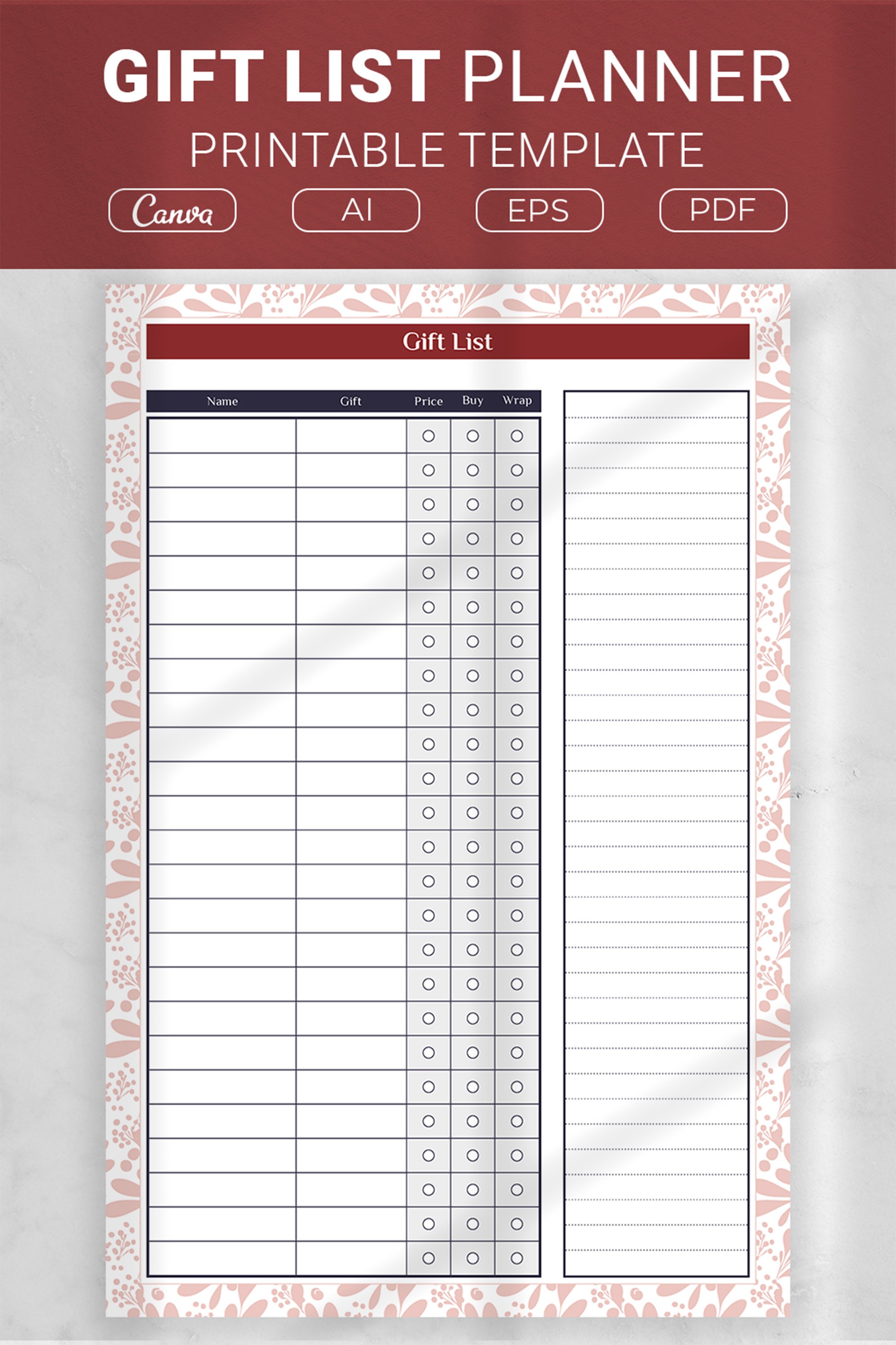 Gift List Planner Printable Template (2977648)