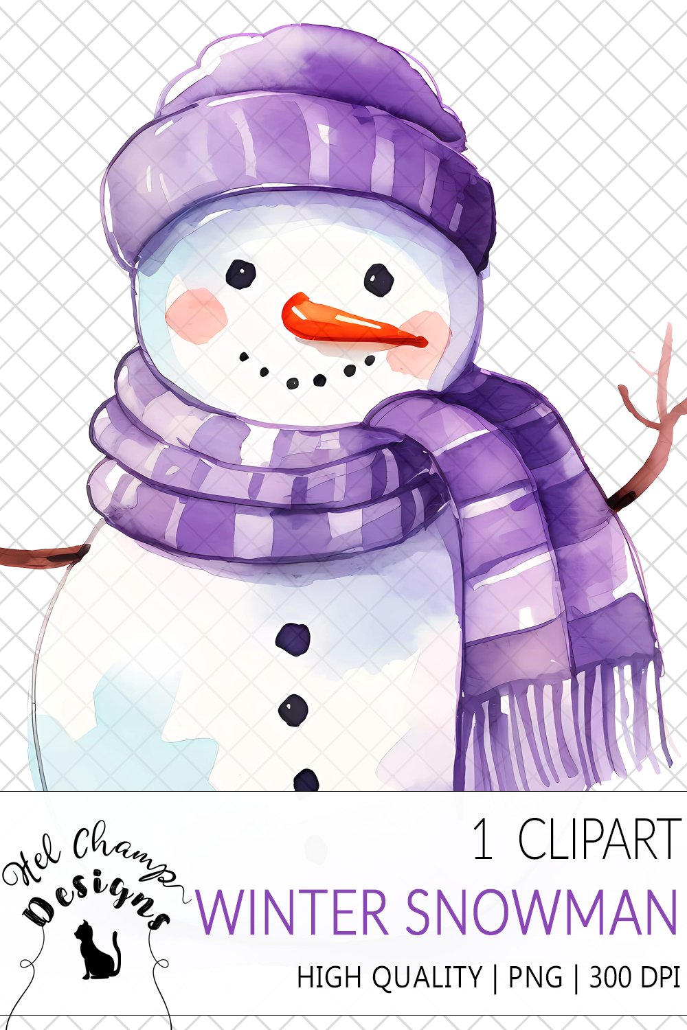 Winter purple snowman transparent clipart