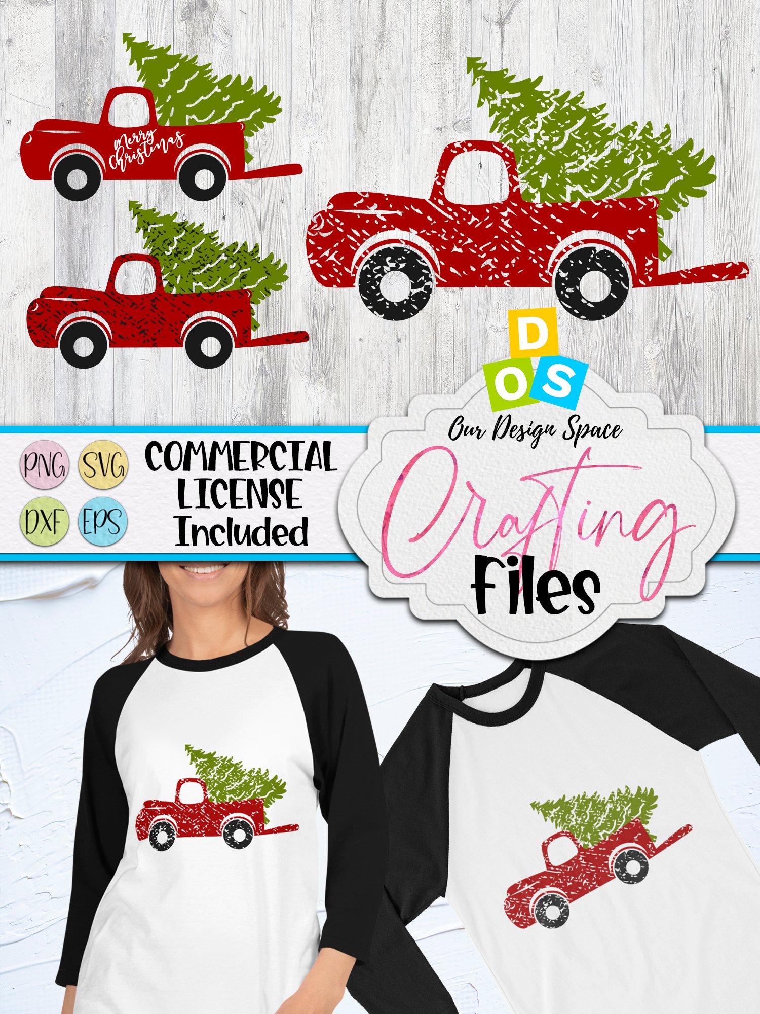 Christmas Truck SVG, DXF, EPS and PNG Files