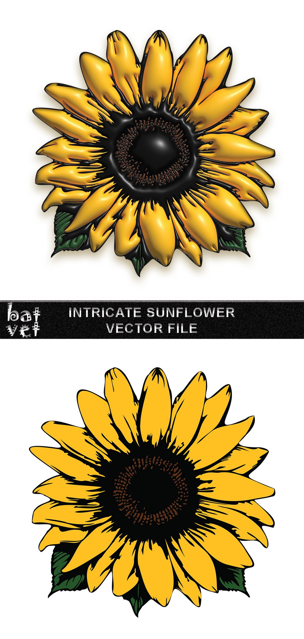 Intricate Sunflower Vector File | Inflated Sunflower PNG