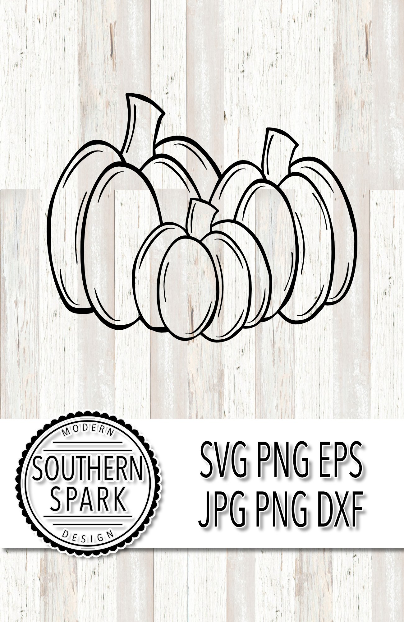 Three Pumpkins Outline Hand Drawn SVG PNG EPS PDF JPG DXF