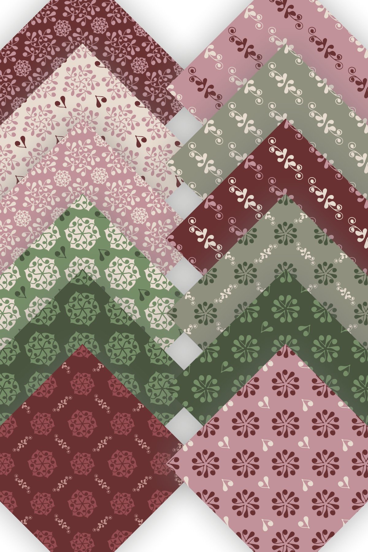 Fall Colors Flourish Seamless Patterned Papers Set of 12