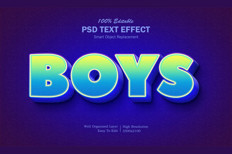 3D Boys Text Effect