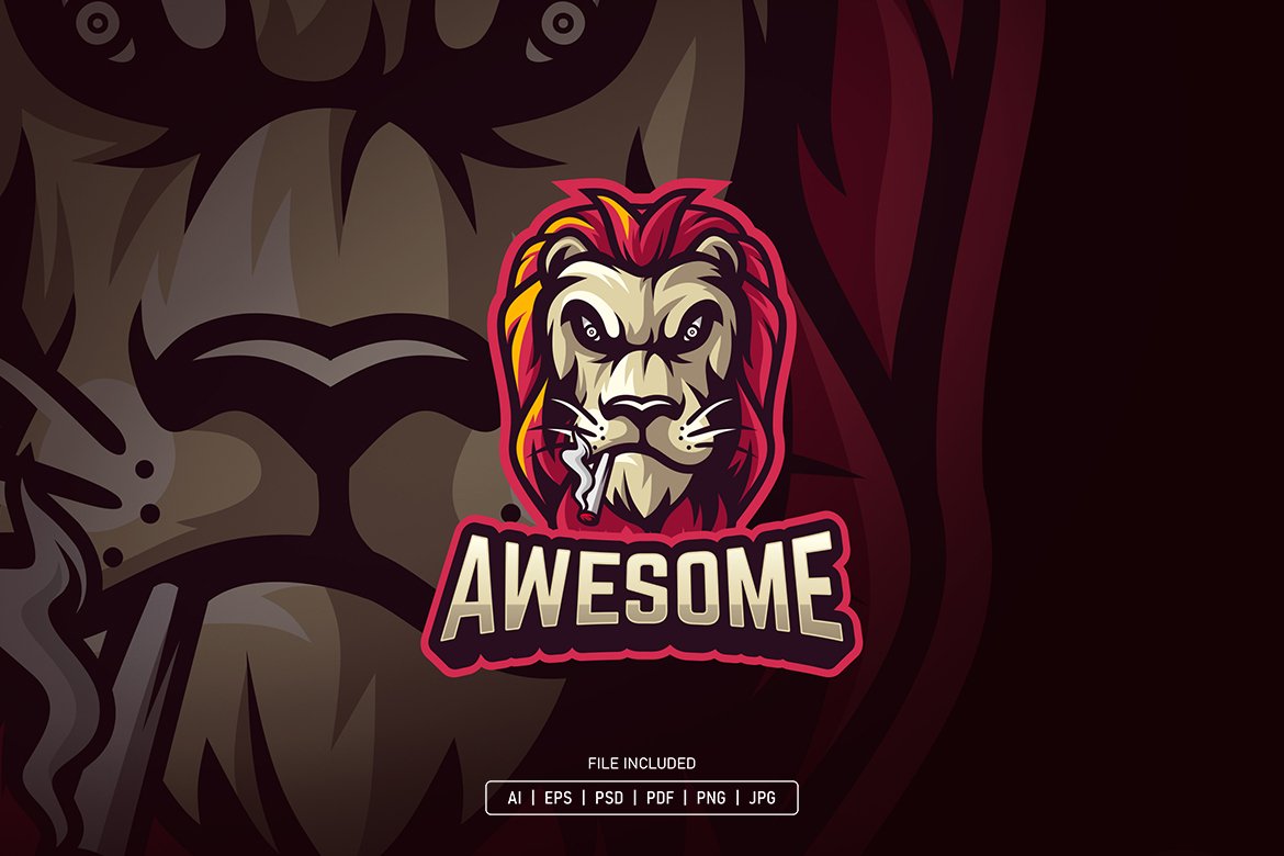 lion smoke mascot logo