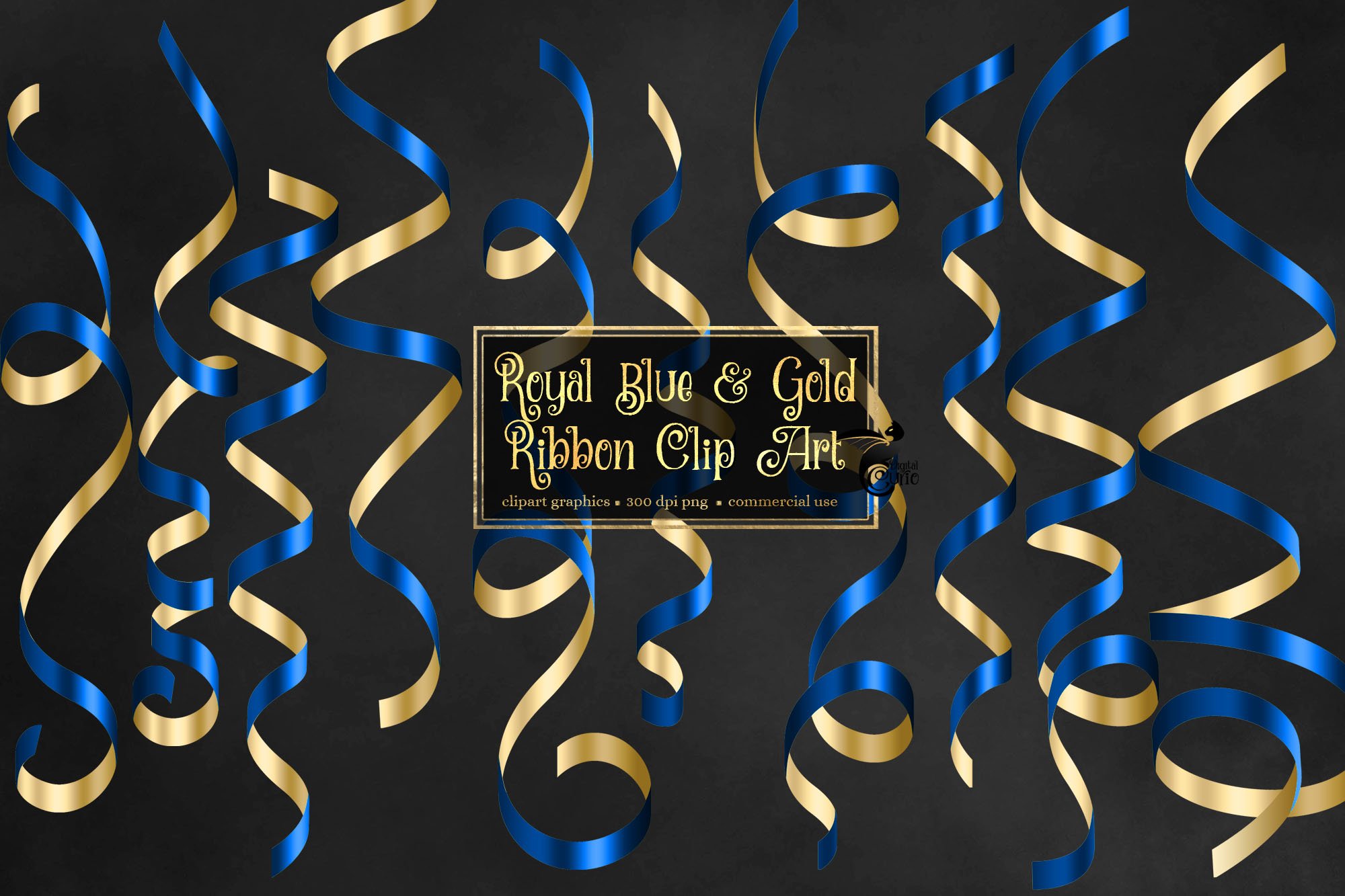 Royal Blue and Gold Ribbon Clipart