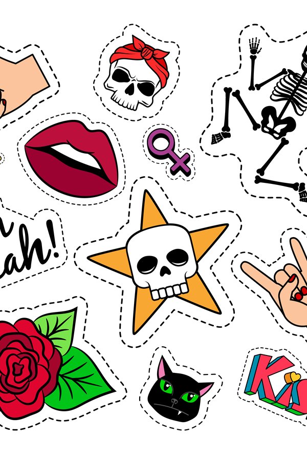 Colorful quirky funny patches