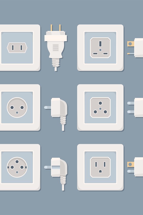 Electric plug. Electricity collection american and european