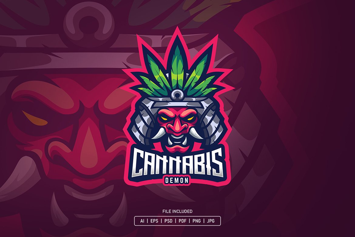 cannabis demon mascot logo