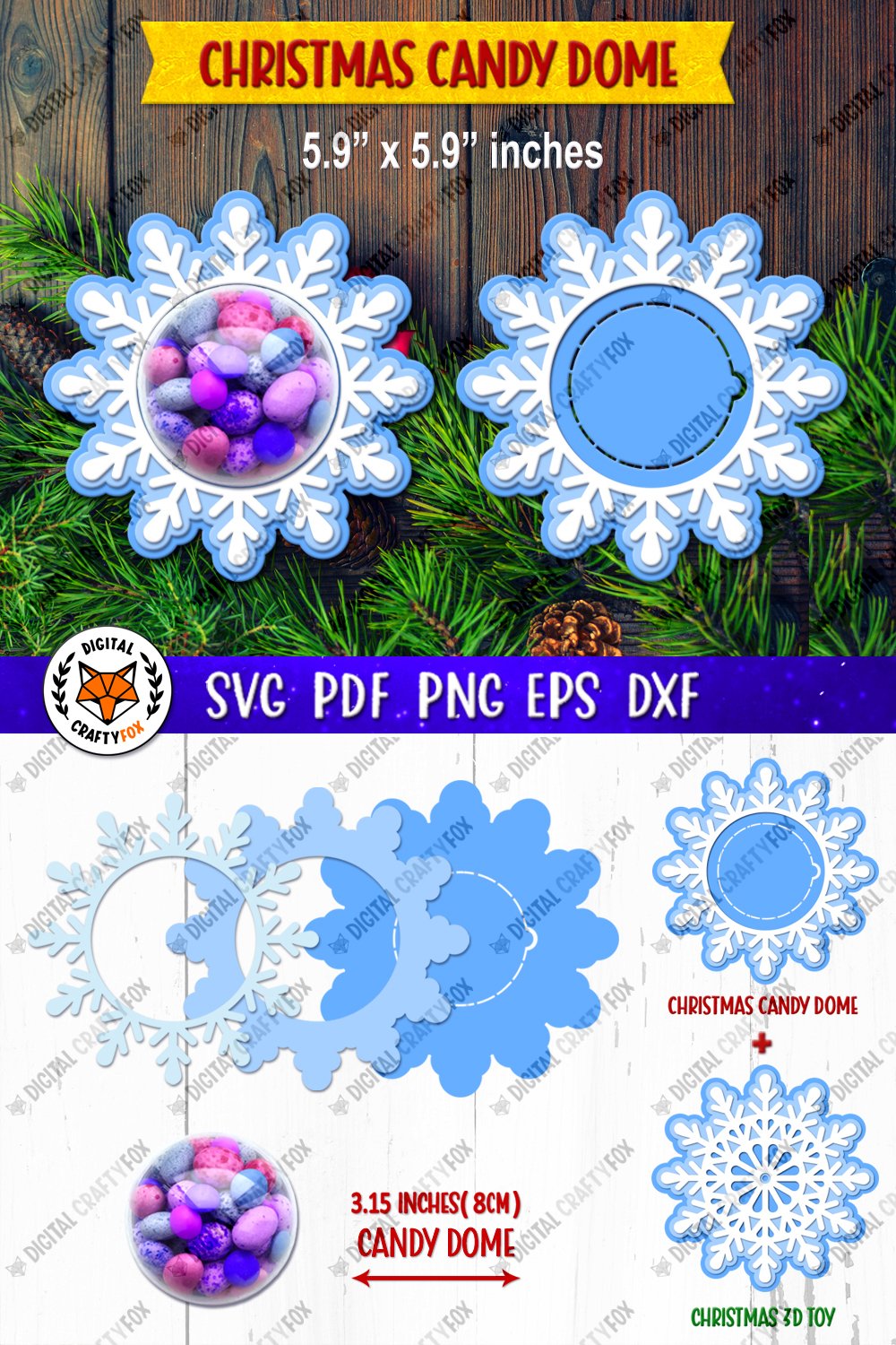 Christmas Snowflake Candy Dome, 3D Christmas Ornament