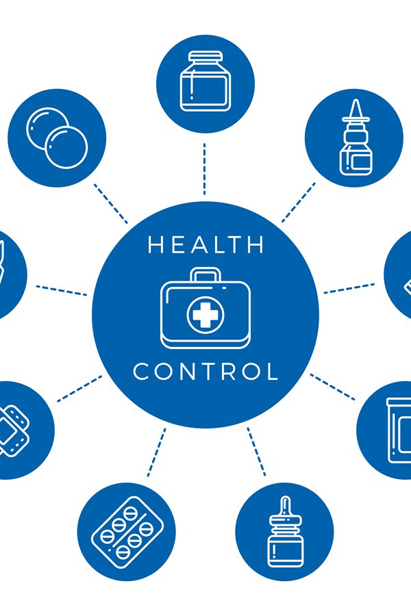 Health control linear icons concept