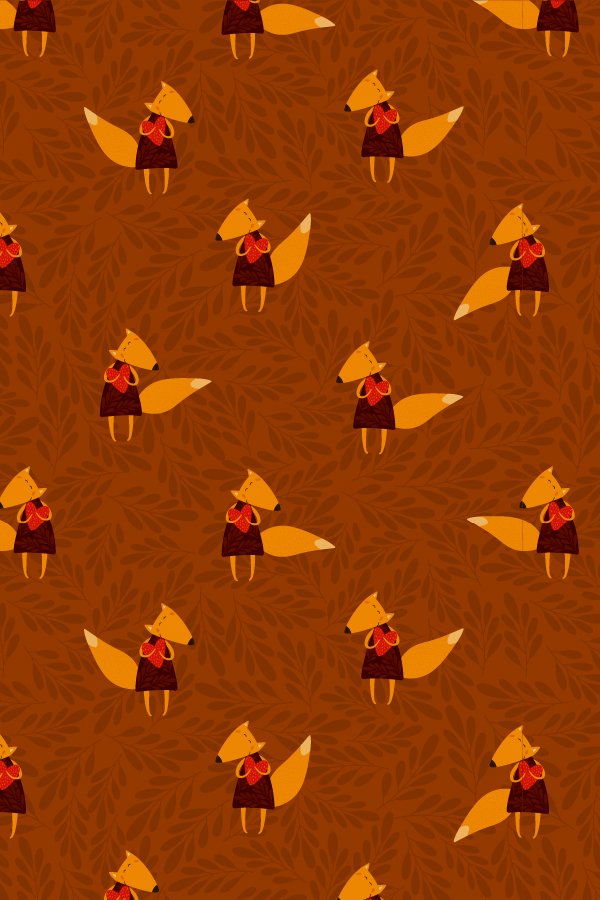 Floral Patterns,Floral Digital Paper,Cute Foxes with Hearts