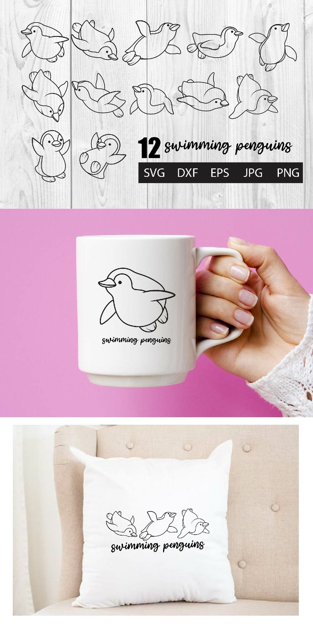 Swimming Penguins SVG Bundle