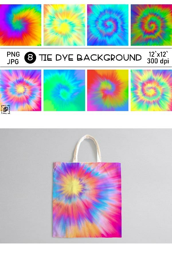 Tie Dye Bundle for Sublimation 8 Different Designs