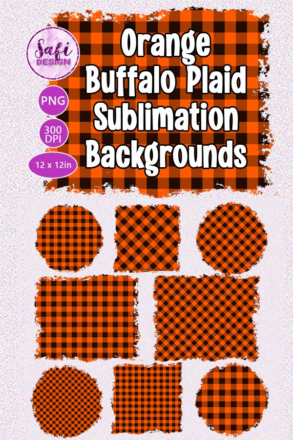 Orange Buffalo Plaid Sublimation Backgrounds