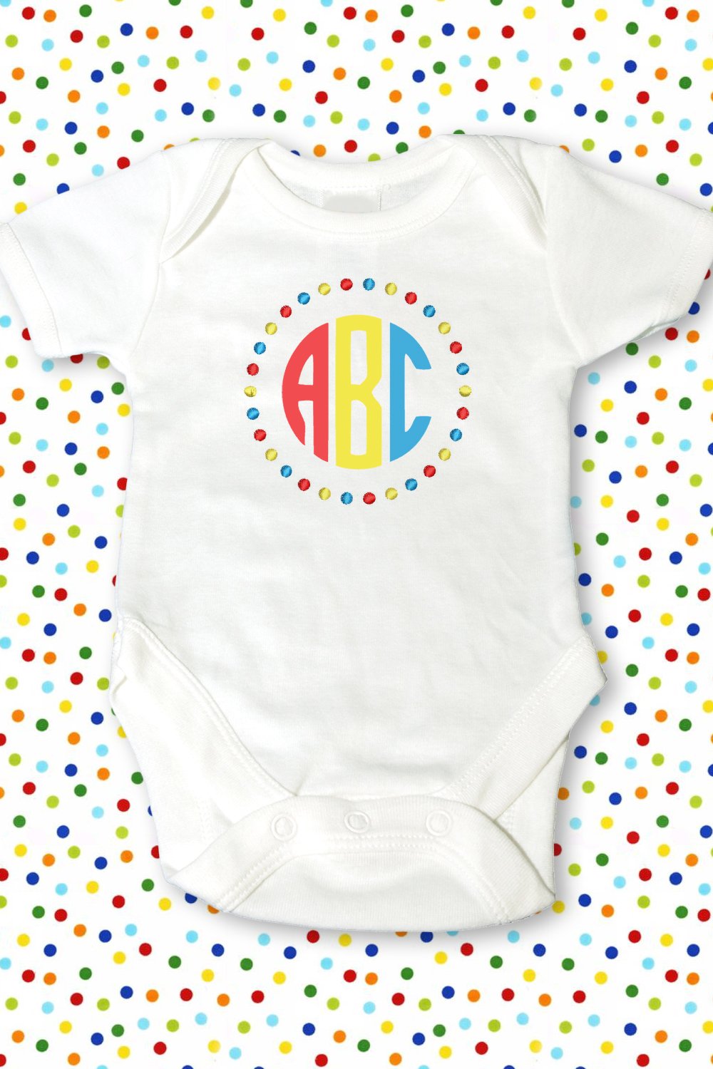 Tricolor Dot Round Monogram Frame Embroidery File