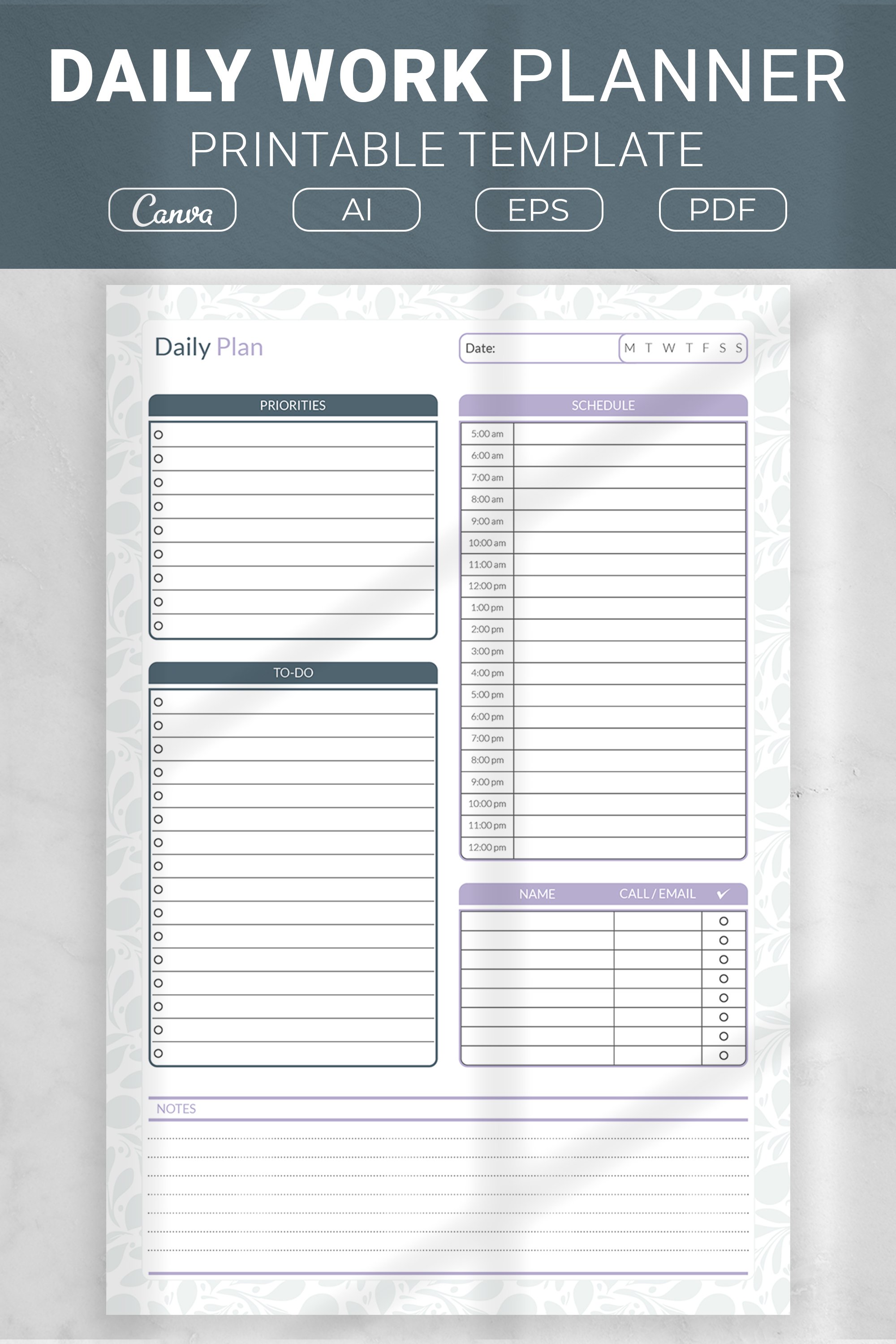 Daily Work Planner Template (3103210)