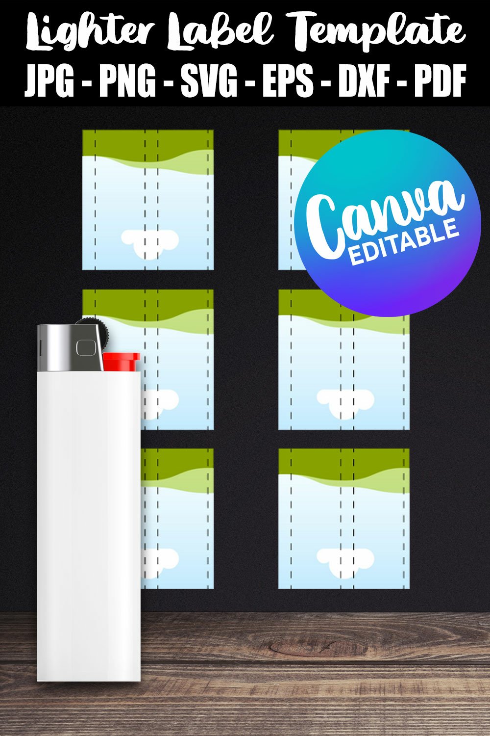 Lighter Label Canva Template, Canva Lighter Wrap Template