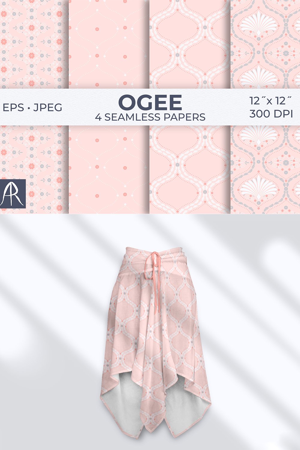 Damask Patterns with Anthemion and Ogee Motifs
