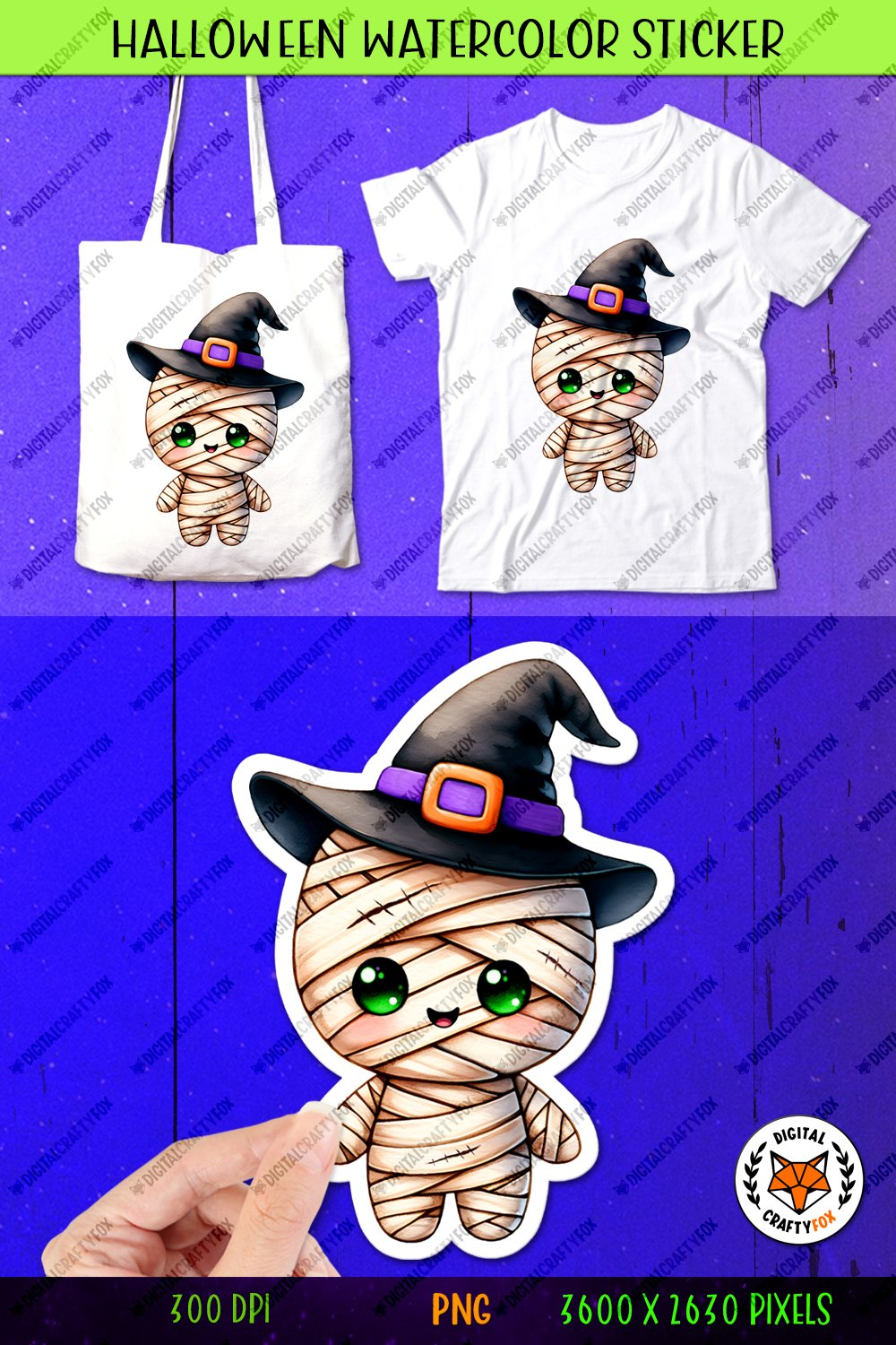 Halloween Mummy Sticker PNG, Halloween Kawaii Sublimation