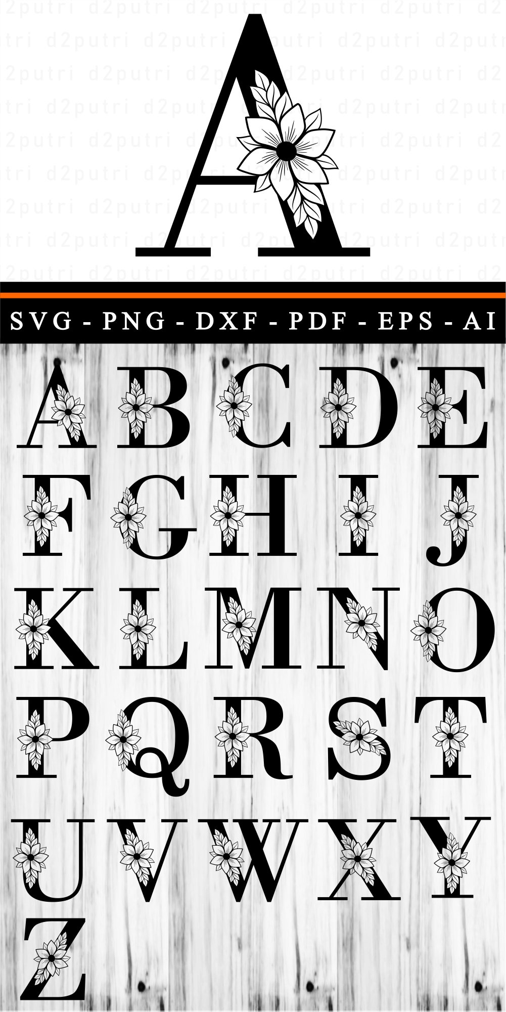 Flower Letter Monogram SVG, Floral Monogram SVG File Design