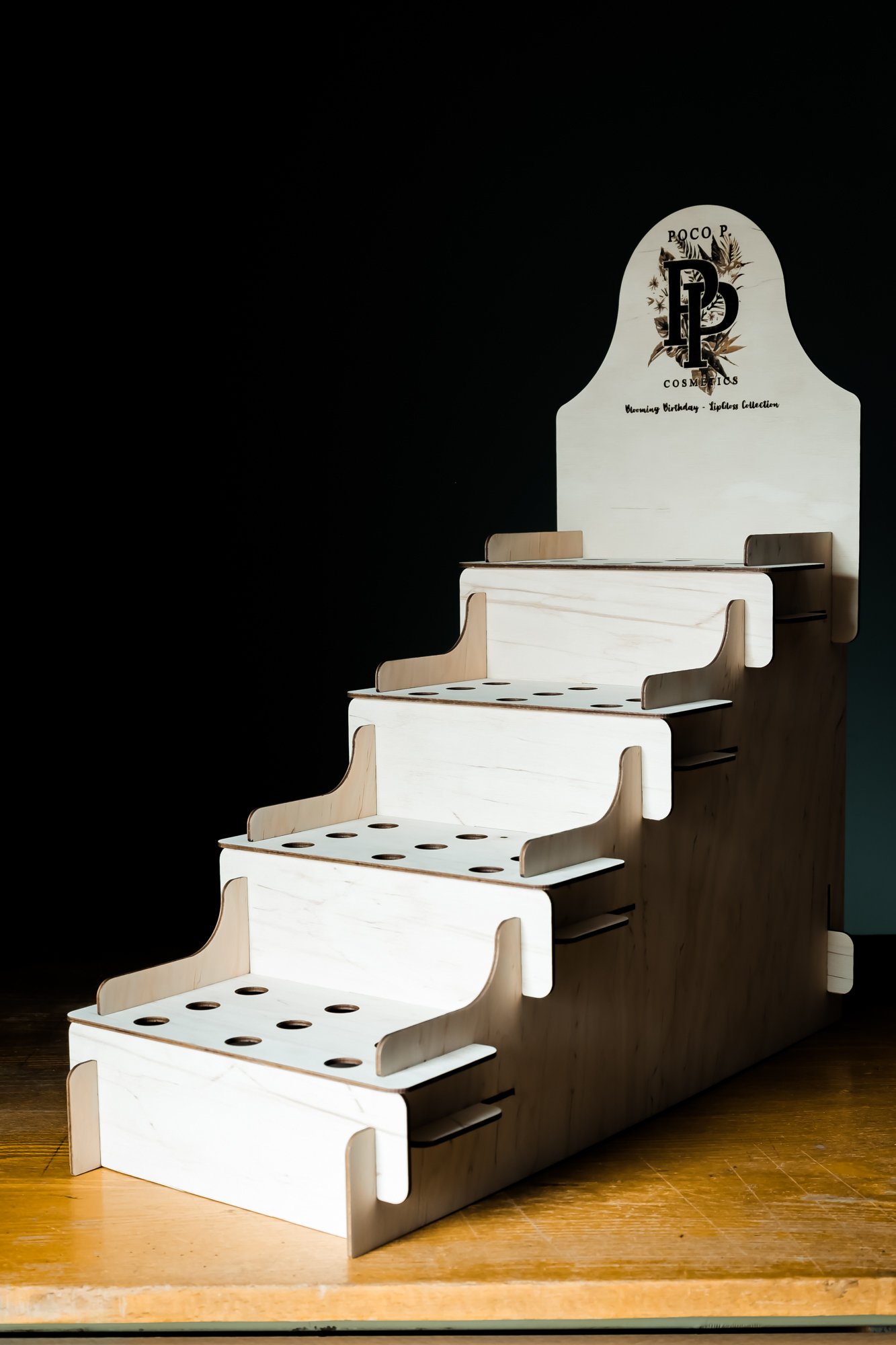 4 Tier Display Stand with Holes for Makeup Organizing