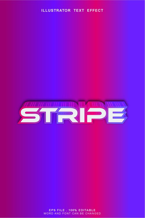 stripe text effect editable logo banner