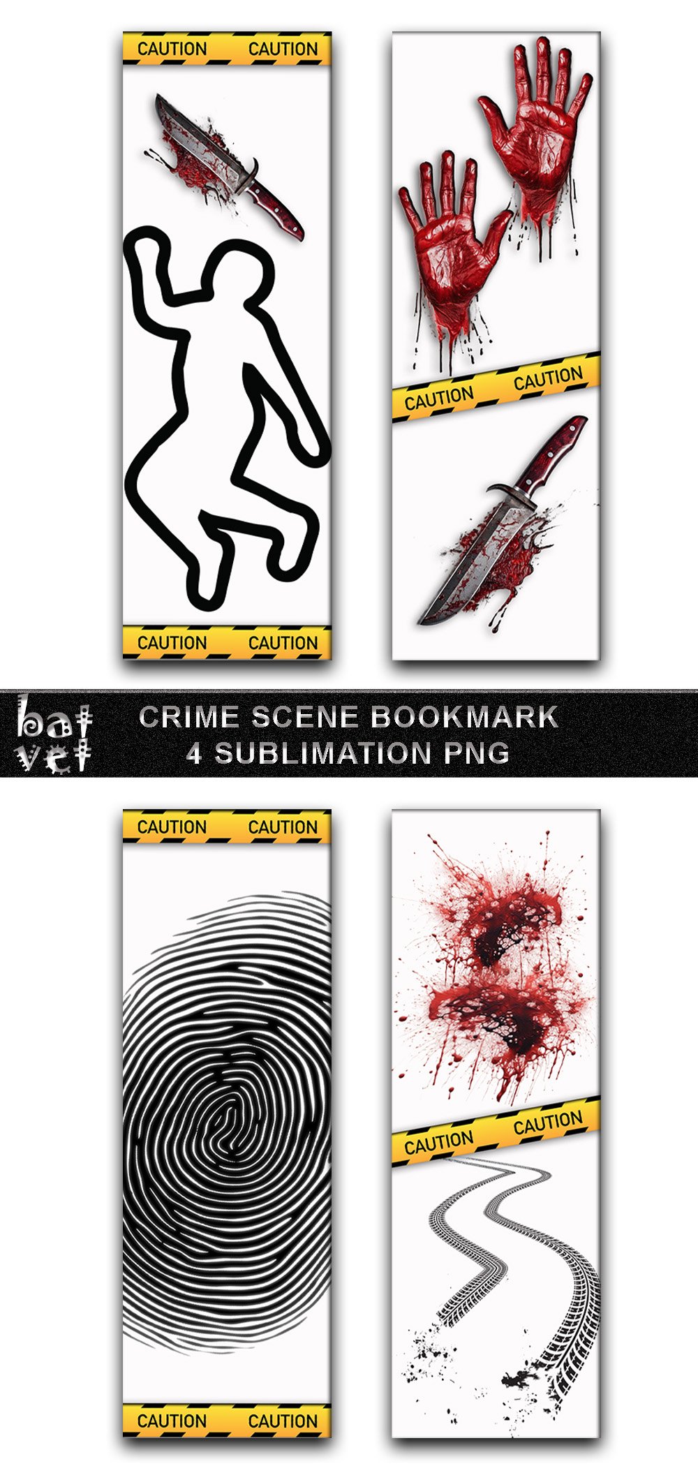 Crime Scene Bookmark | Murder Mystery Sublimation Design