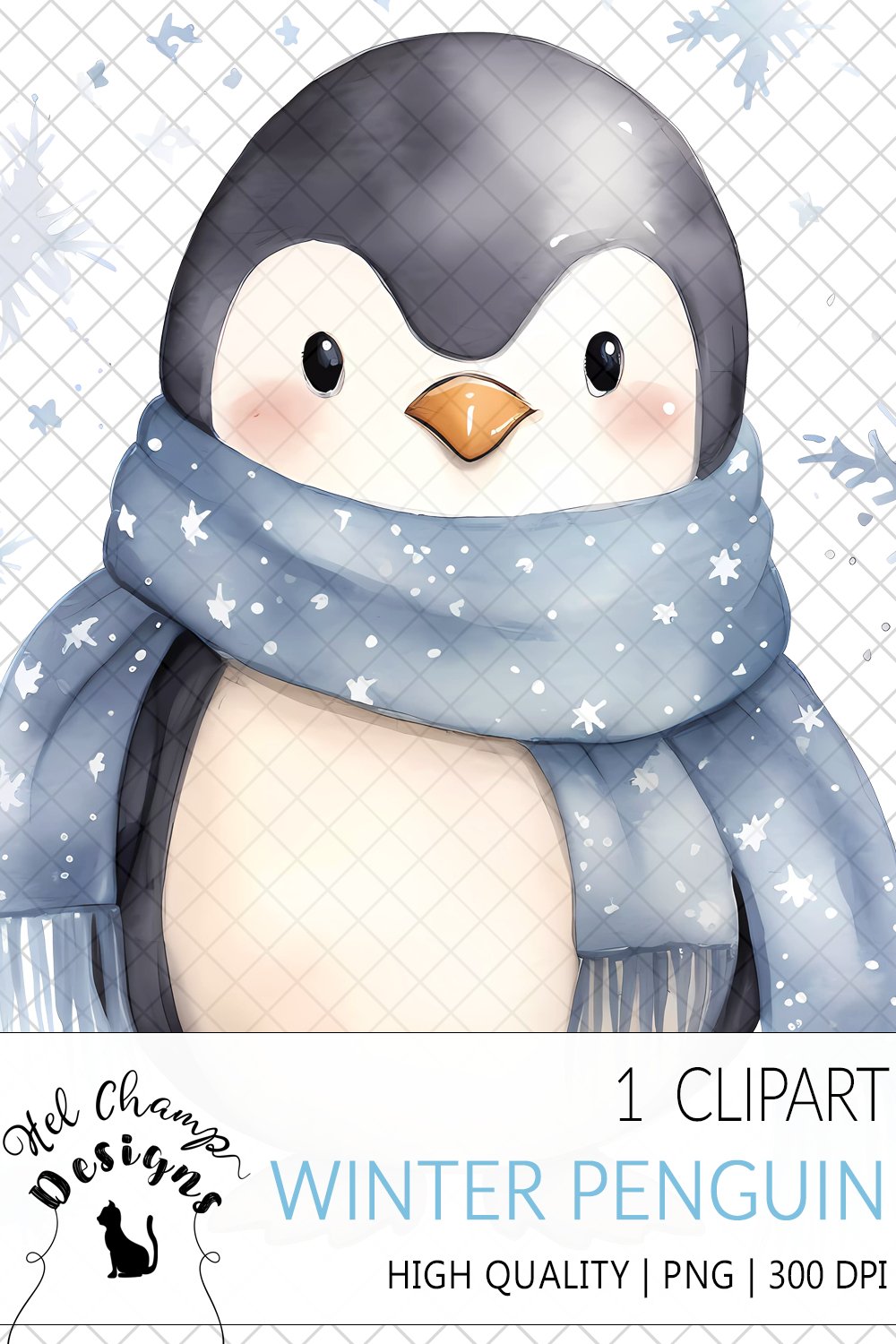 Winter penguin blue scarf transparent clipart