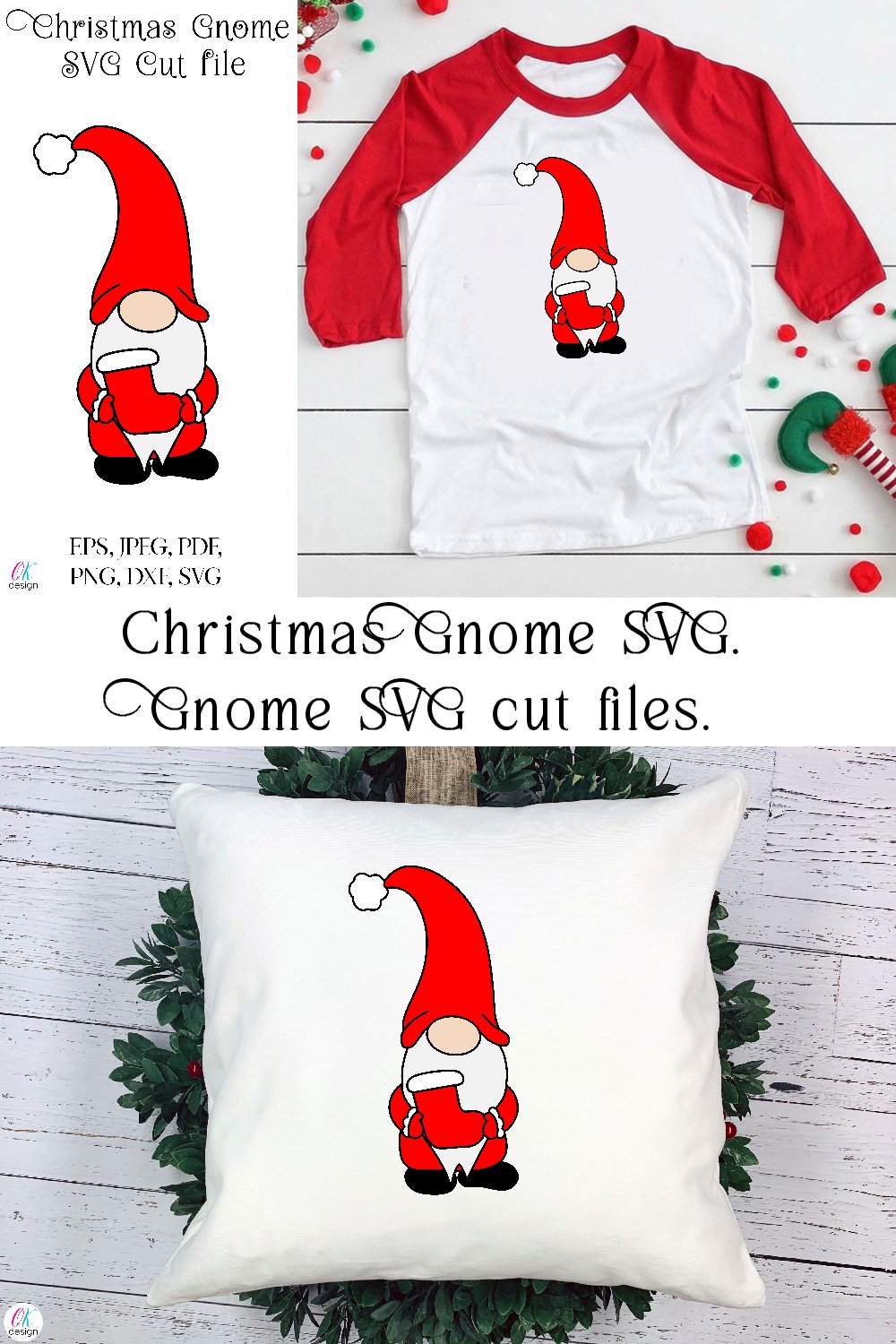 Christmas Gnome SVG. Gnome SVG cut files.