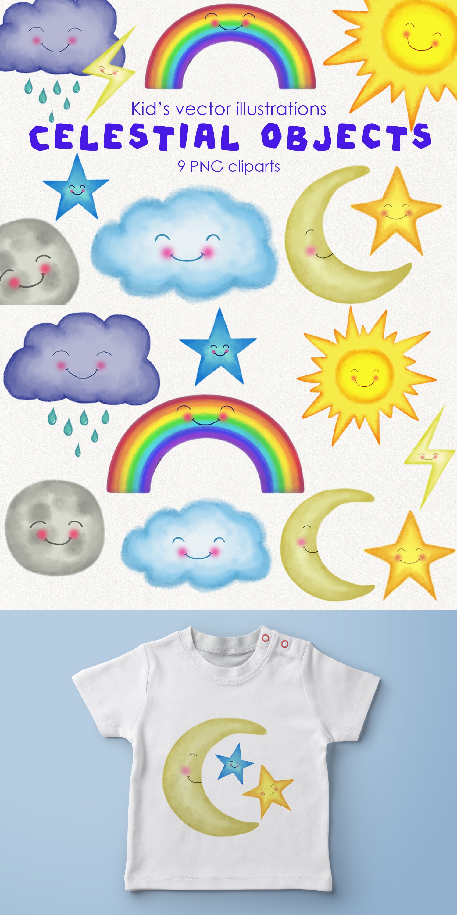 Kid's Illustrations Celestial Objects