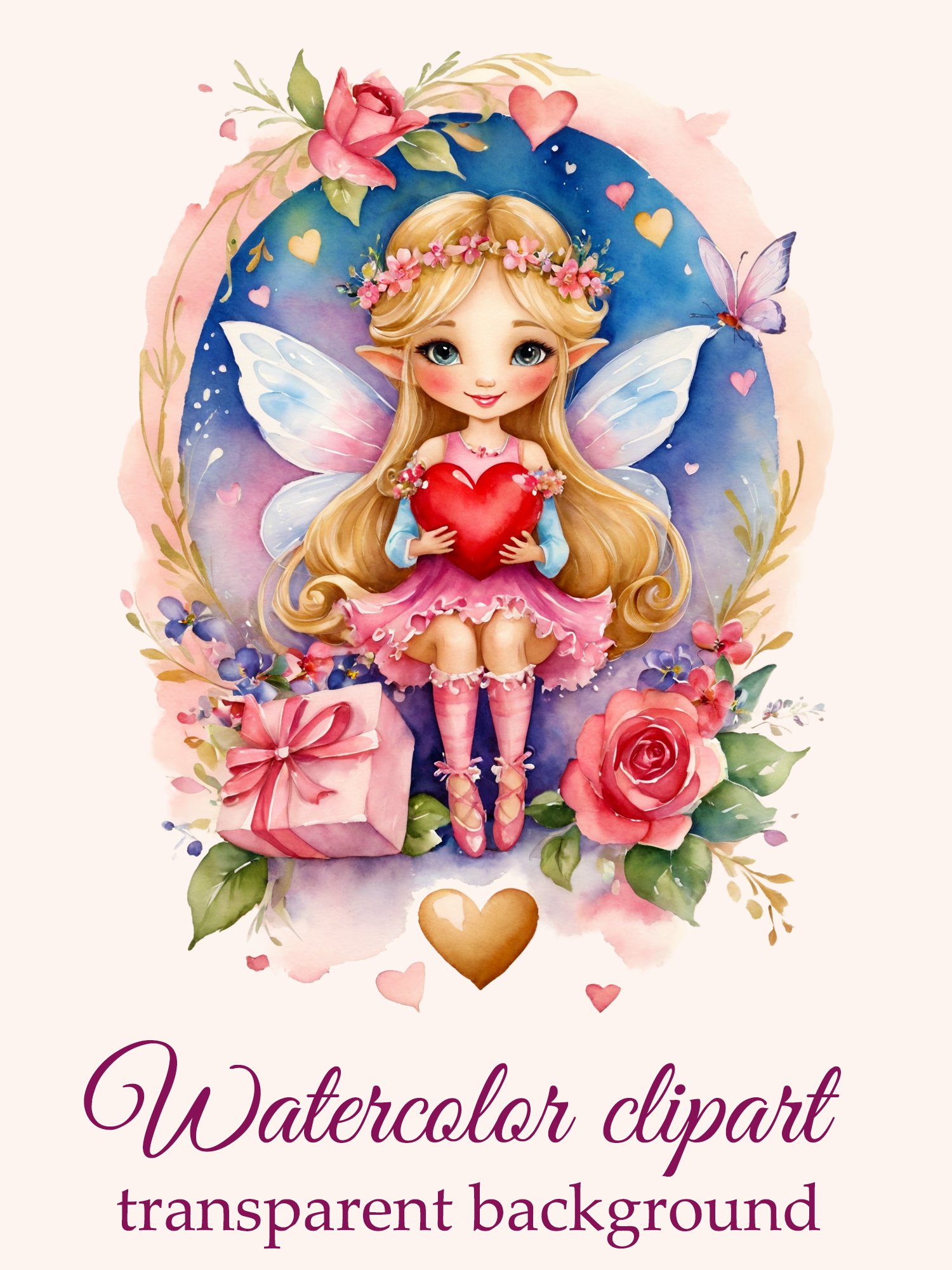 Spring Flower Fairy Watercolor Clipart for Spring Design