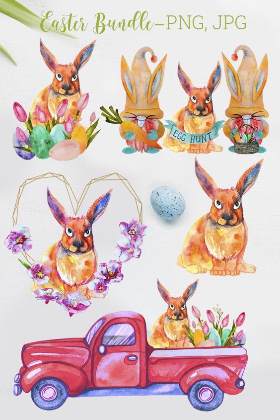 Easter Bunny. Easter Sublimation Bundle. Watercolor Easter.