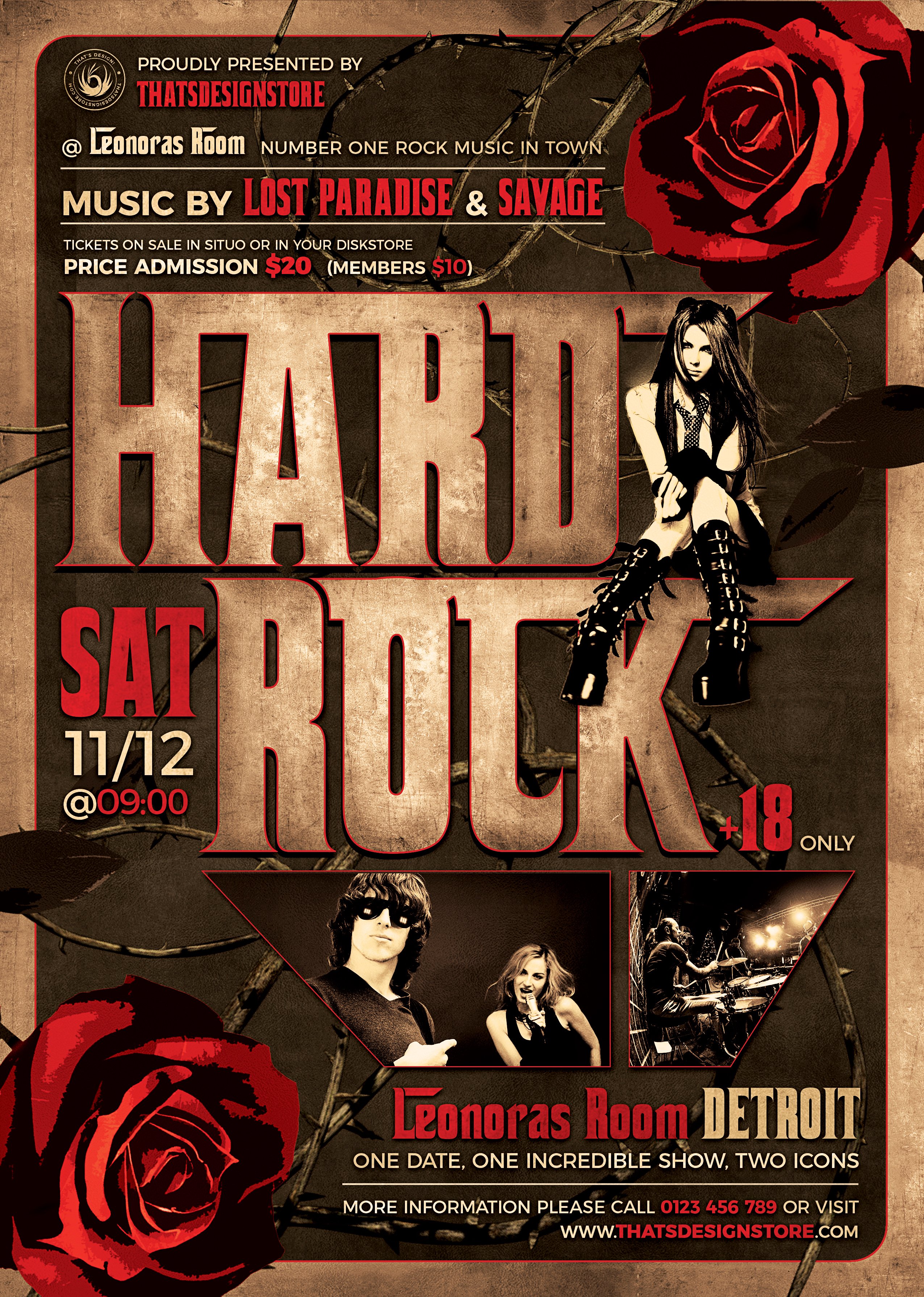 Rock Music Flyer Design PSD Template
