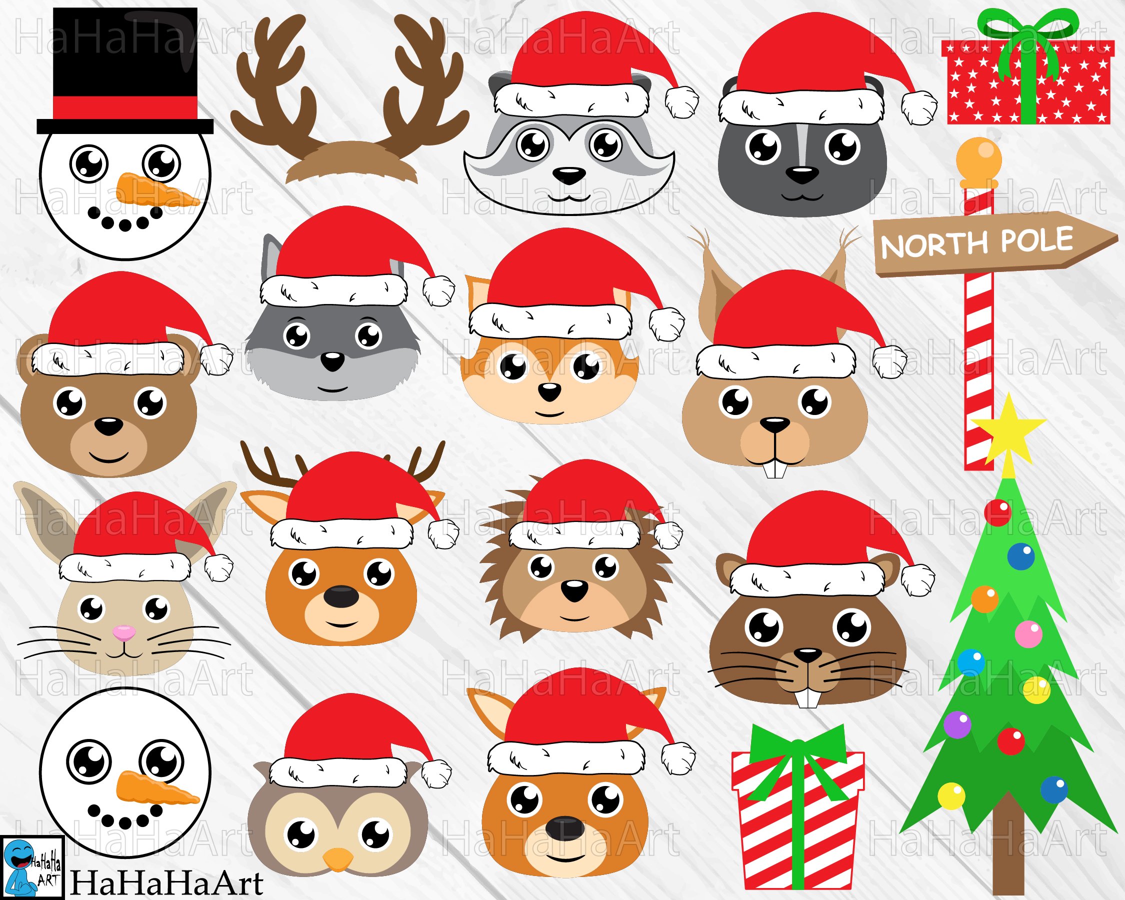 Christmas Animals Designs - Clip art / Cutting Files 1411c