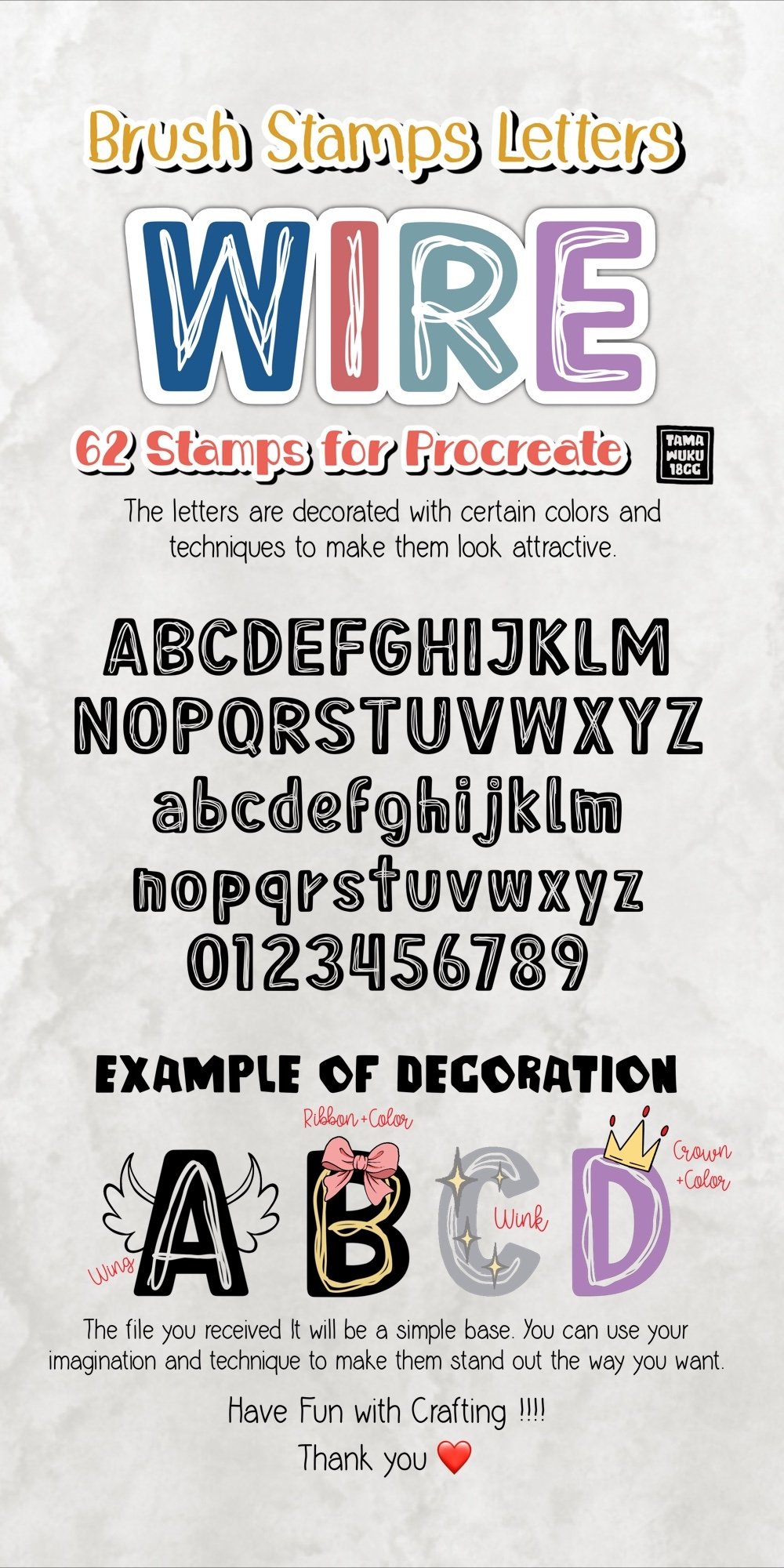 Wire Letters Procreate Brush Stamp