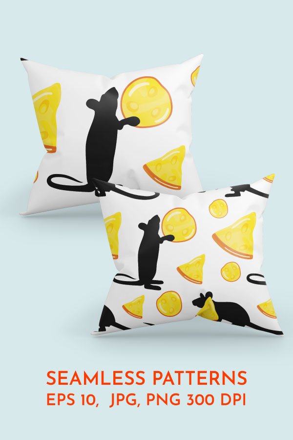 Digital paper, seamless pattern Mouse with cheese. (798121)