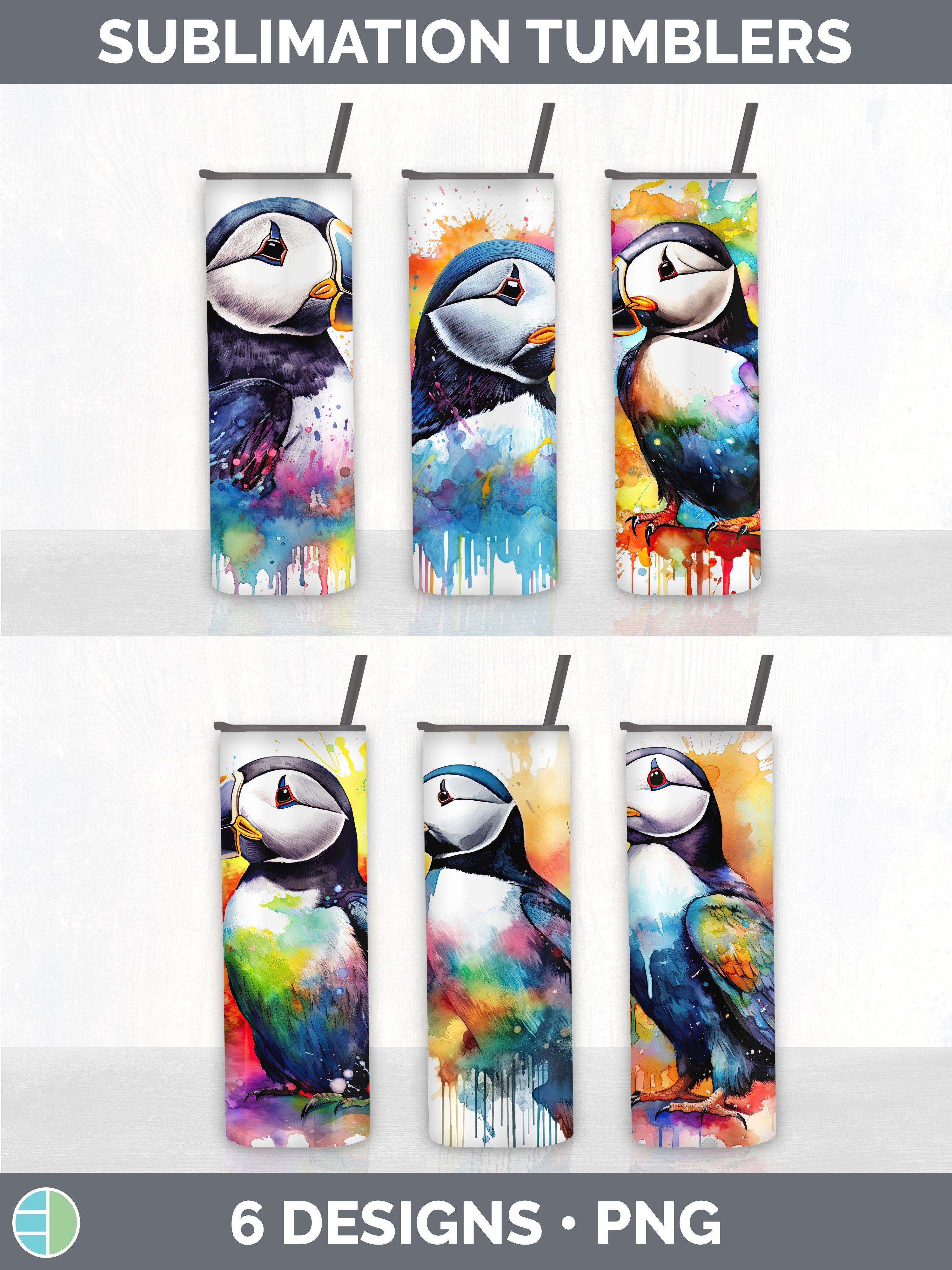 Rainbow Puffin Bird Tumbler | Sublimation 20 oz Skinny Tumbl
