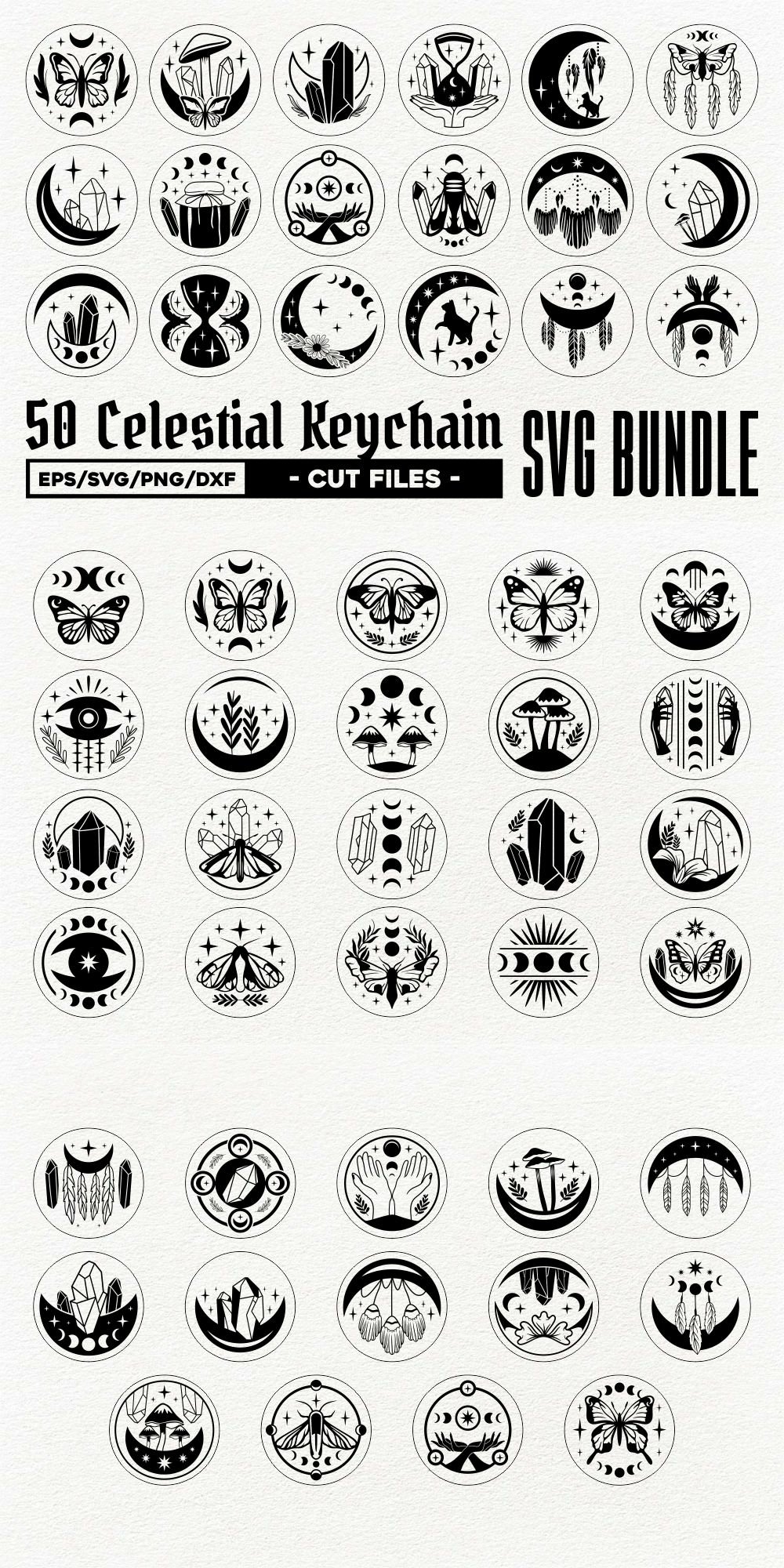 Celestial Keychain SVG Bundle, Celestial clipart SVG