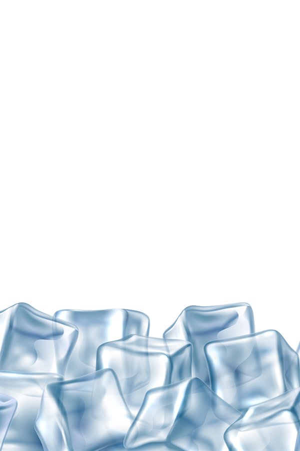 Ice cubes frame. 3d realistic transparent iced blocks on low