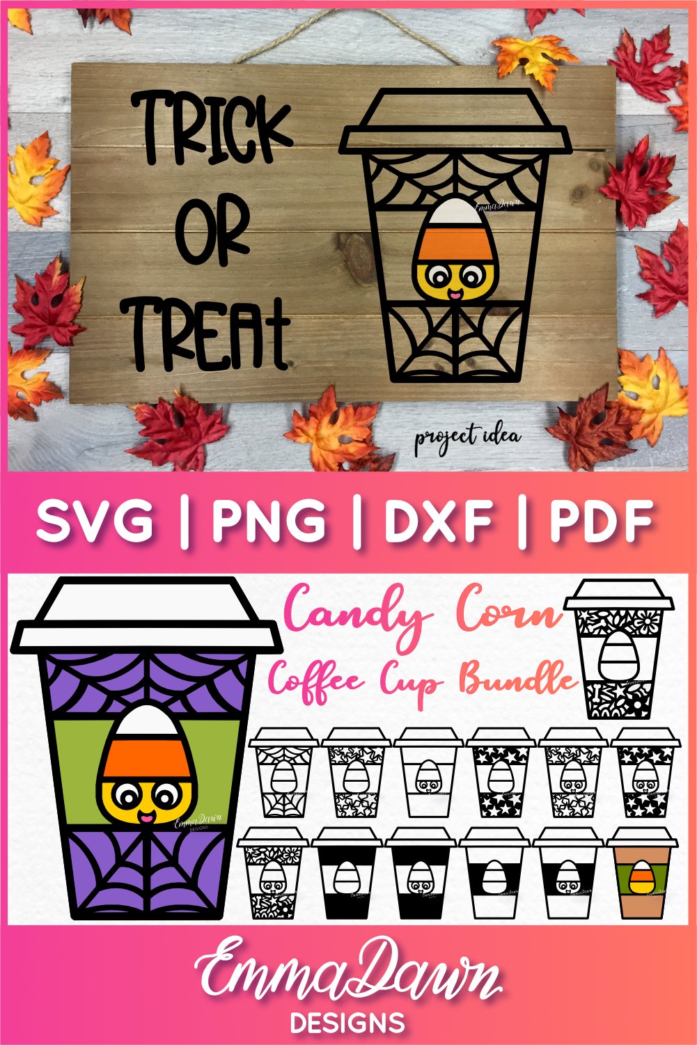 Candy Corn Coffee Cup SVG | Halloween Zentangle Cut File